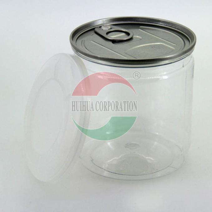 Free Sample Transparent Round Shape Plastic PET Can , Empty Easy Open ...