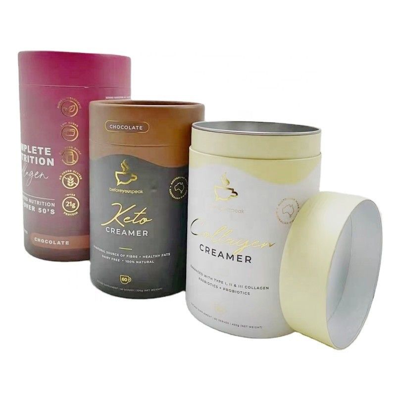 Protein Powder Paper Cylinder Container Airtight Food Paper Tubes With ...