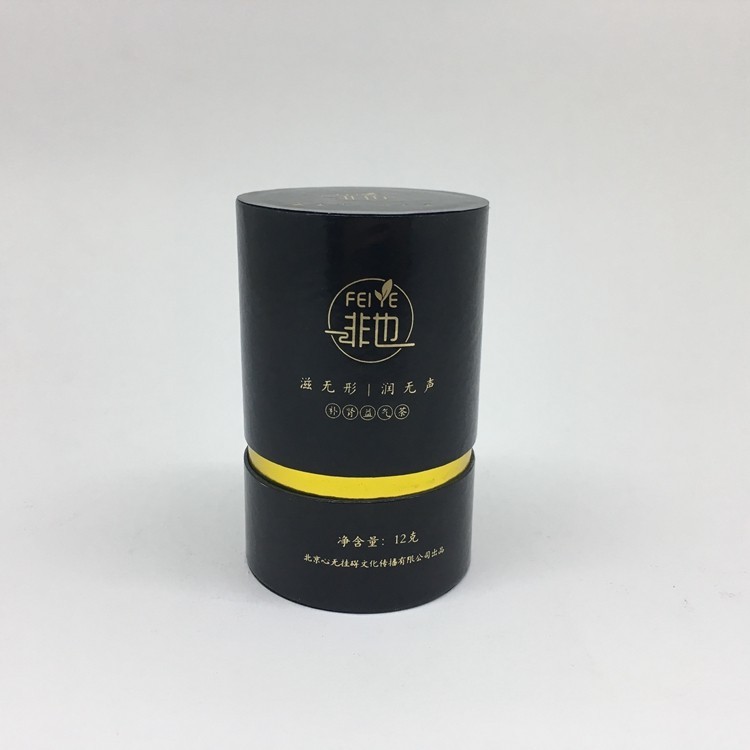 Cosmetic Cream Cylinder Paper Tube For Tea Black Gold Round Paper Boxes ...