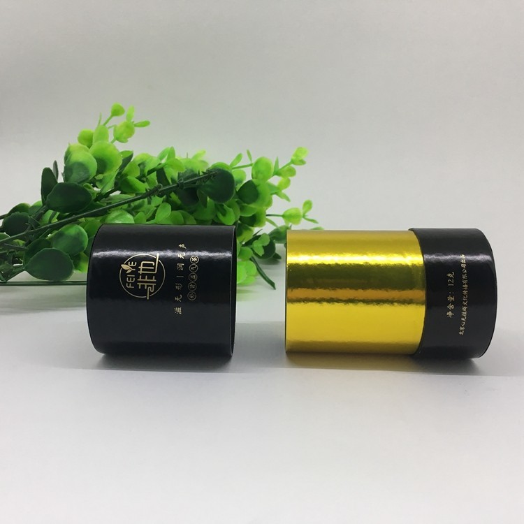 Cosmetic Cream Cylinder Paper Tube For Tea Black Gold Round Paper Boxes ...