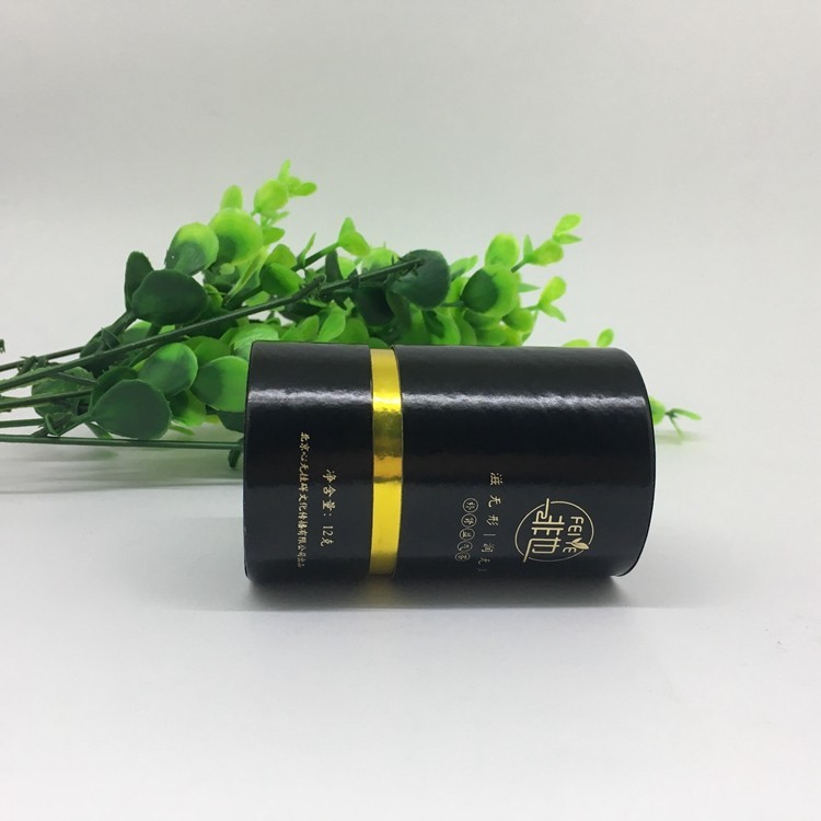 Cosmetic Cream Cylinder Paper Tube For Tea Black Gold Round Paper Boxes ...