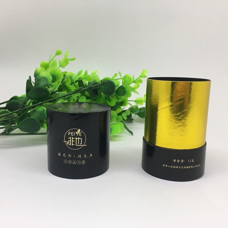 Cosmetic Cream Cylinder Paper Tube For Tea Black Gold Round Paper Boxes ...