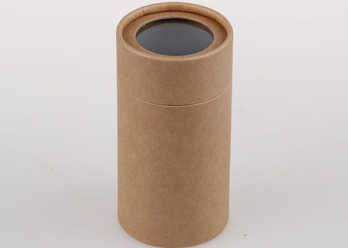 Brown Craft Paper Tube with Visible Clear Plastic Window Cap for Gifts ...