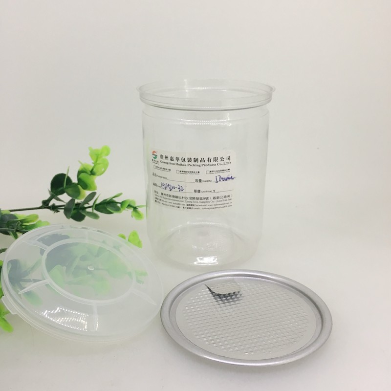 Aluminum Pull Tab Lid Plastic Cylinder Containers /Food Packaging Canister