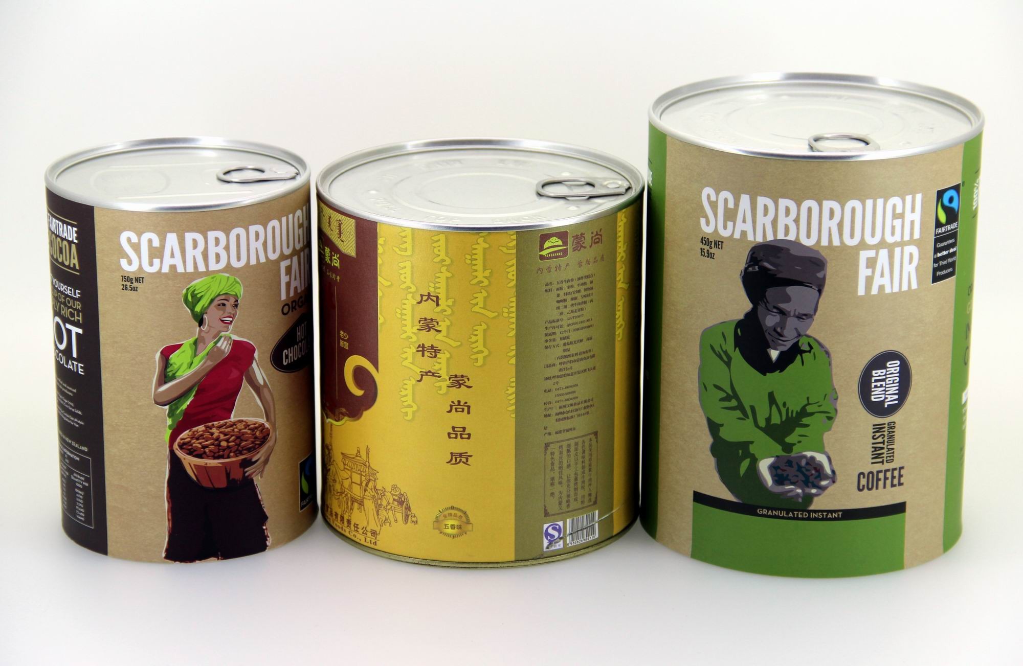 UV Coating Easy Open End Cardboard Paper Composite Cans For Daily Foods ...