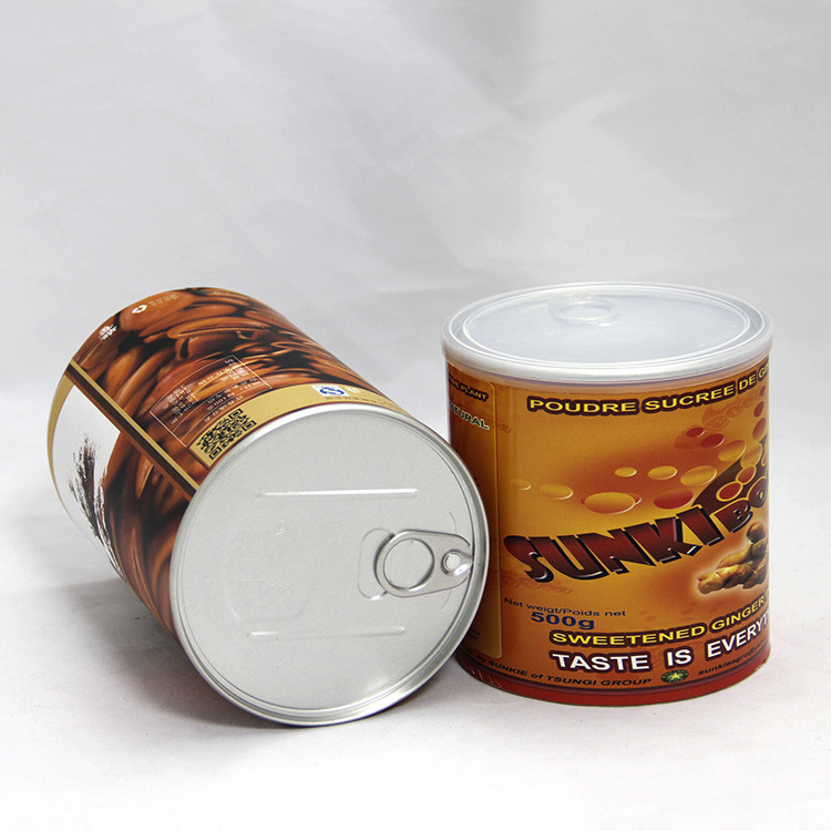 Custum Brown Cardboard Paper Composite Cans with Easy Open Lid for ...