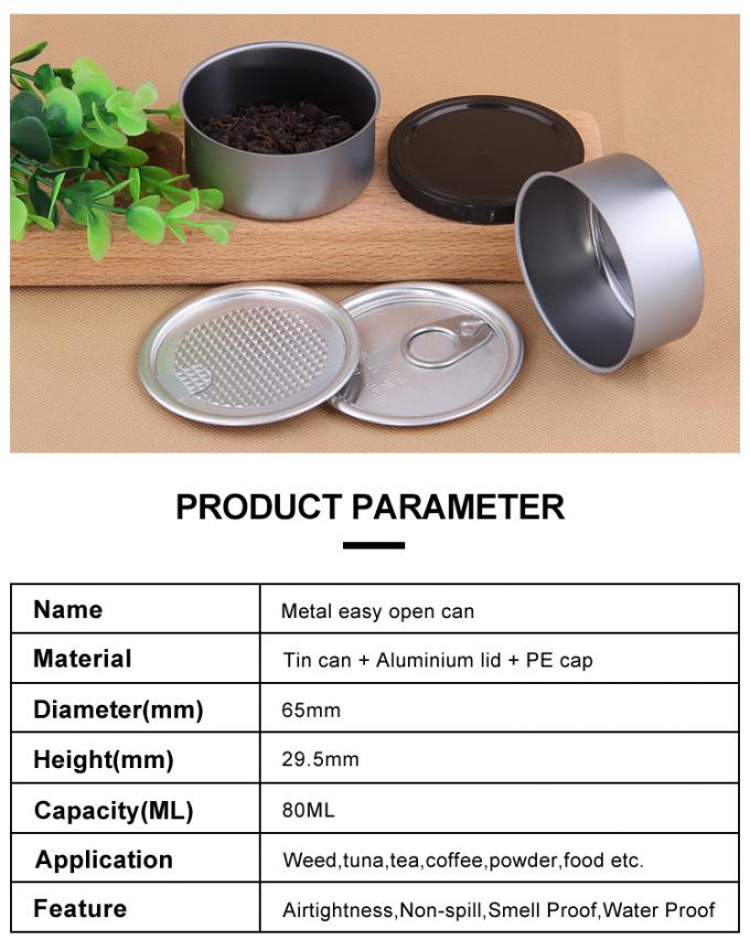 50g Weed Easy Open Small Tin Containers With Two Pieces / Metal Tin Box